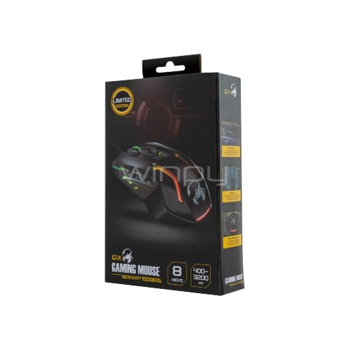 Mouse Gamer Genius Spear Pro (6 botones, 800-1200dpi, RGB, Negro ...