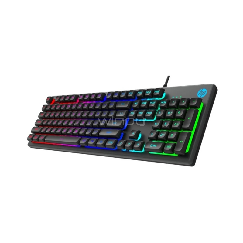 Teclado Gamer HP K500 (Membrana, RGB, Inglés, Negro) | 29HPPKK500