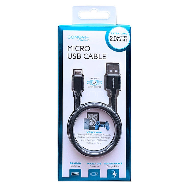 Cable Vivitar micro-USB - MOV4003-BLK-ITM-12 - Winpy.cl