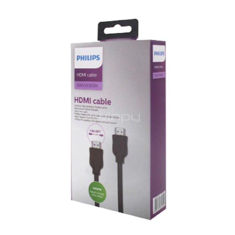 Cable HDMI Philips de 1.8 metros (High-Spead, Full HD 1080p) | SWV1436BN