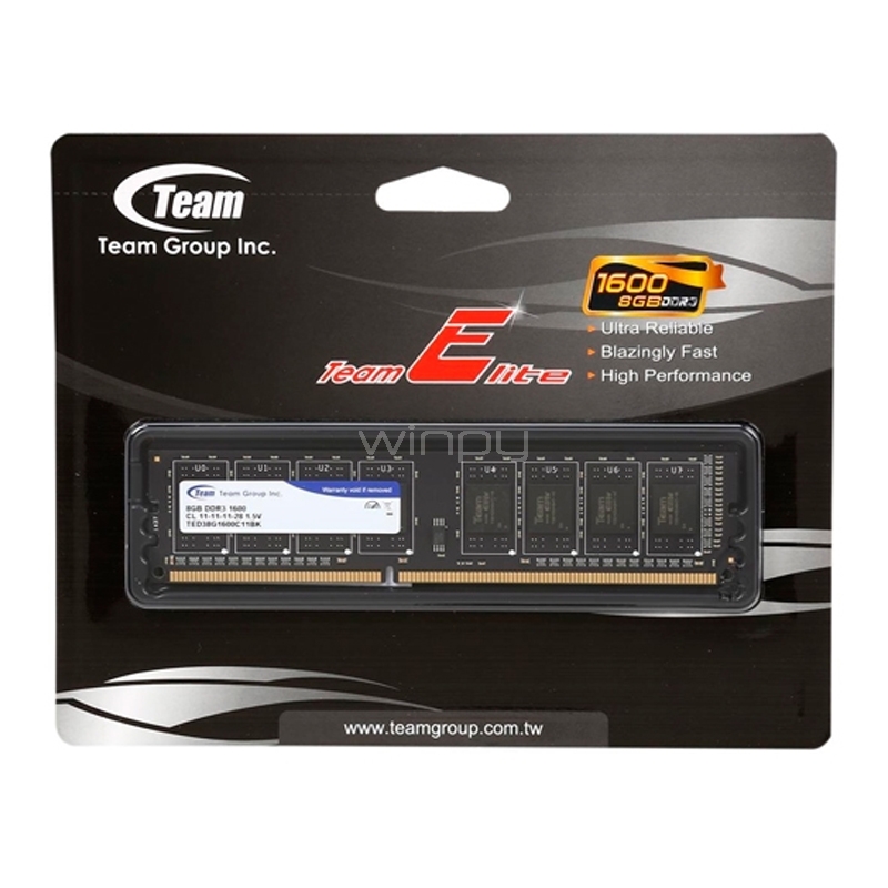 Memoria RAM Team Group Elite de 8GB - TED38G1600C1101 - Winpy.cl