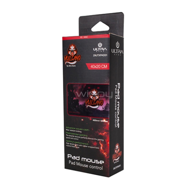 MousePad Gamer Ultra Vulcano XL (40 x 20cm, Negro) | 29UTXPAD01