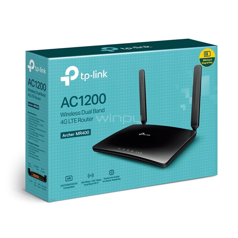 Router TP-Link Archer MR400 4G LTE (Doble Banda AC1200, 1.2 Gbps ...
