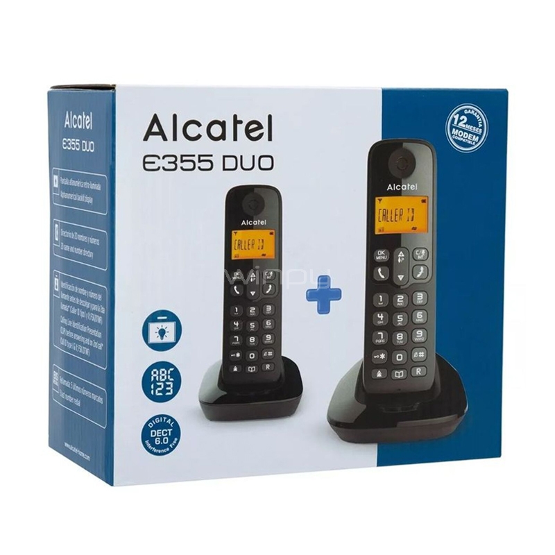 Kit Teléfonos Inalámbricos Alcatel E355 Duo - 23ALC2X355 - Winpy.cl