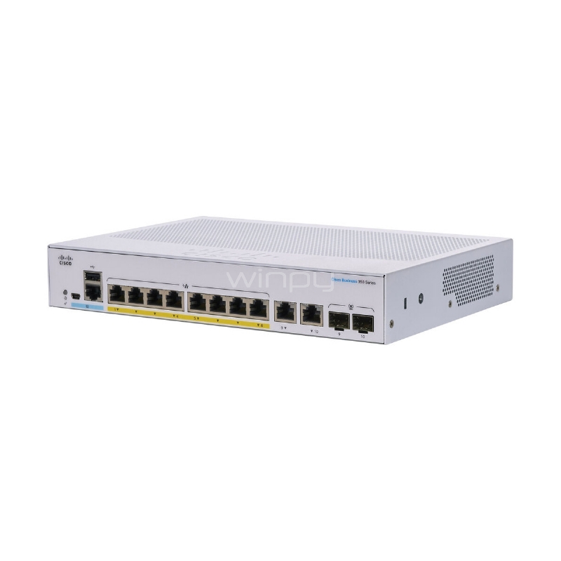 Switch Cisco Business 350 de 8 Puertos - CBS350-8FP-E-2G-NA - Winpy.cl