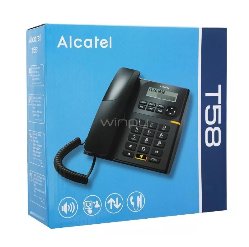 Teléfono Alcatel T58 Manos Libres - 23ALCT58BK - Winpy.cl