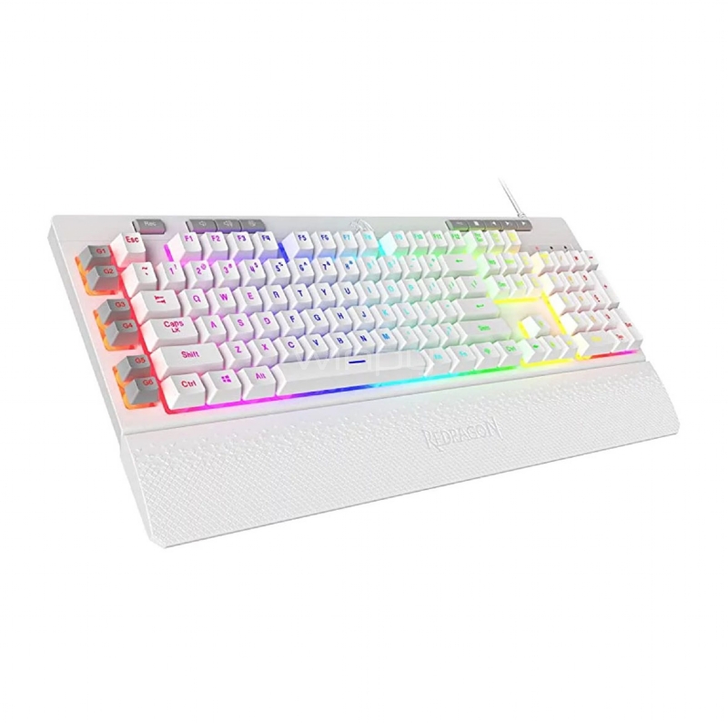 Teclado Gamer Redragon Shiva K512 RGB (Reposamuñecas, Español, Blanco ...