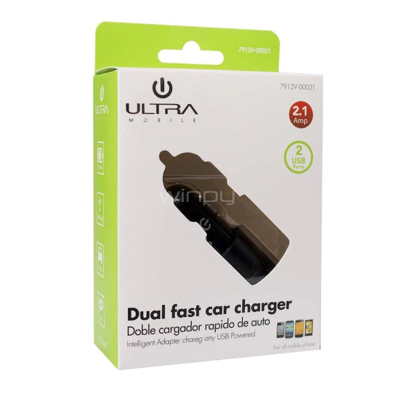 Cargador para Auto Ultra USB (2.1A, Negro) | 7912V00021