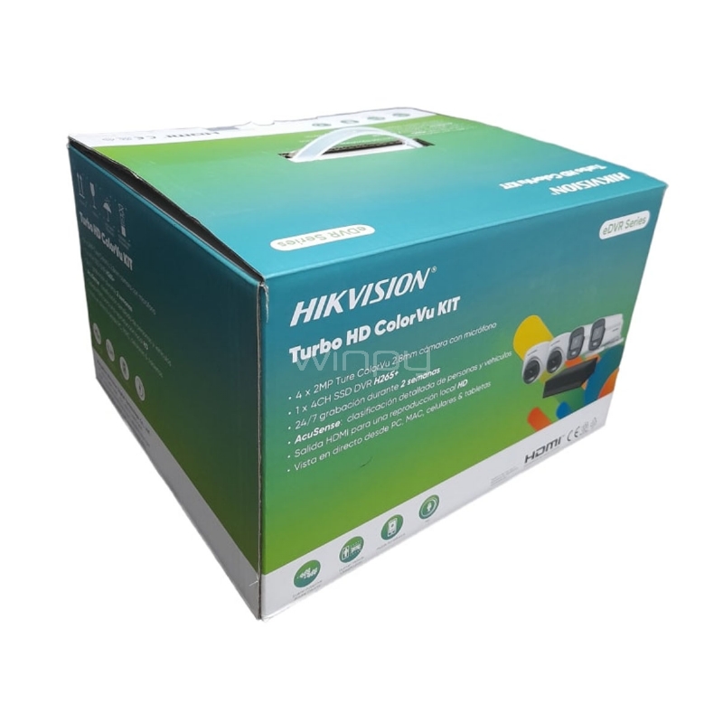 Kit Video Seguridad Hikvision DVR de 4 Canales+2 Cámaras Bullet+2 ...