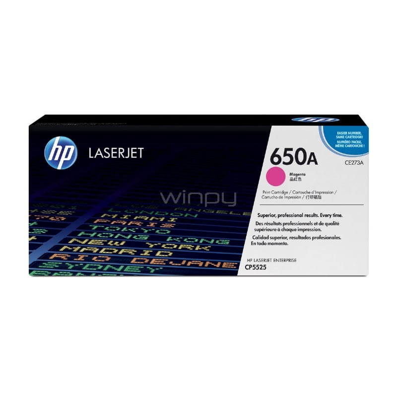 Tóner HP LaserJet 650A (15.000 páginas, Magenta) | CE273A