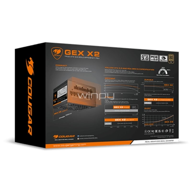 Fuente de Poder Cougar GEX X2 de 850W - 31GT085010P01 - Winpy.cl