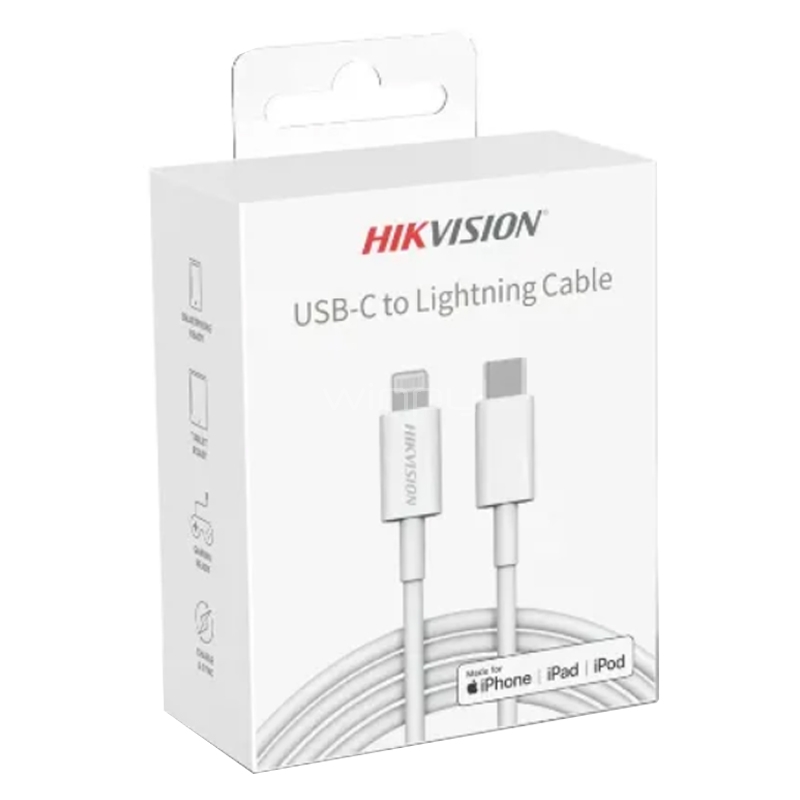 Cable Hikvision USB-C a Lightning (1 metro, 3A/ 60W, Hasta 480 Mbps ...