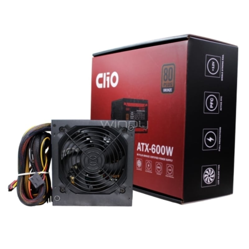 Fuente de Poder Clio de 600W (Certificada 80+ Bronce, ATX) | ATX-600W