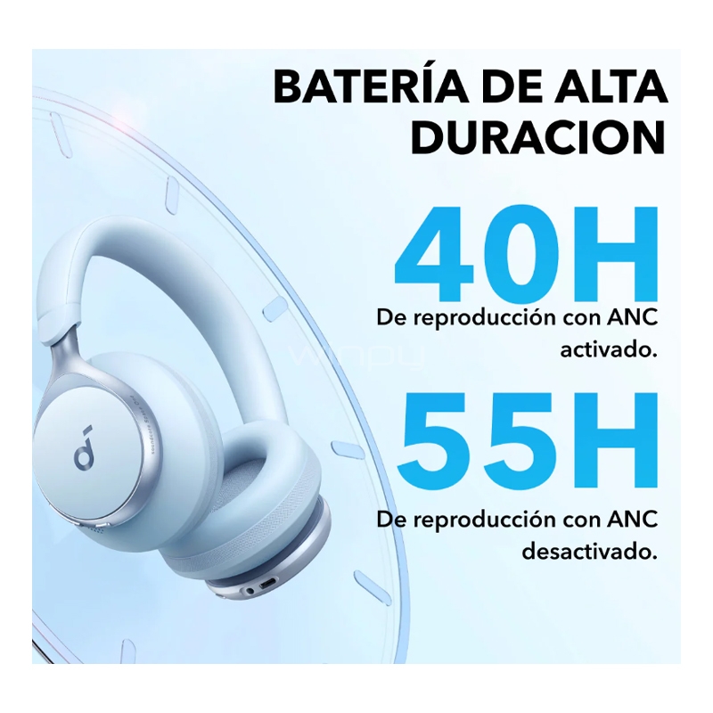 Audífonos Bluetooth Soundcore Space One (Hi-Res, ANC, Azul) | A3035031
