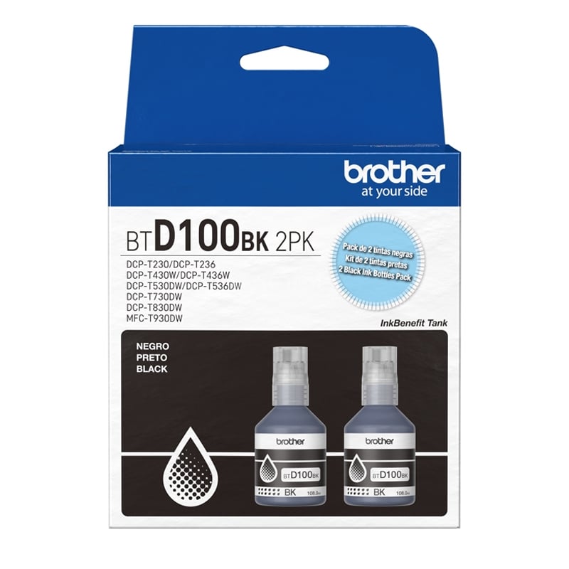 Pack de 2 Tintas Brother BTD100BK Ultra Rendimiento (15.000 páginas ...