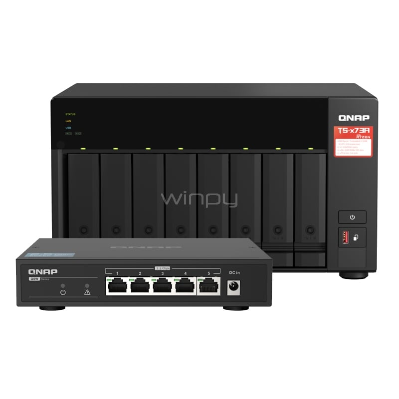 Kit QNAP NAS TS-873A de 8 bahías con AMD Ryzen + Switch QSW-1105-5T de ...