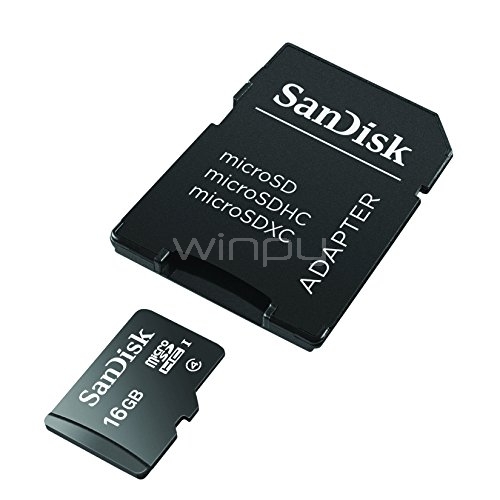 Tarjeta memoria microSD de 16 GB Clase 4 SanDisk gris - SDSDQM-016G-B35A - Winpy.cl