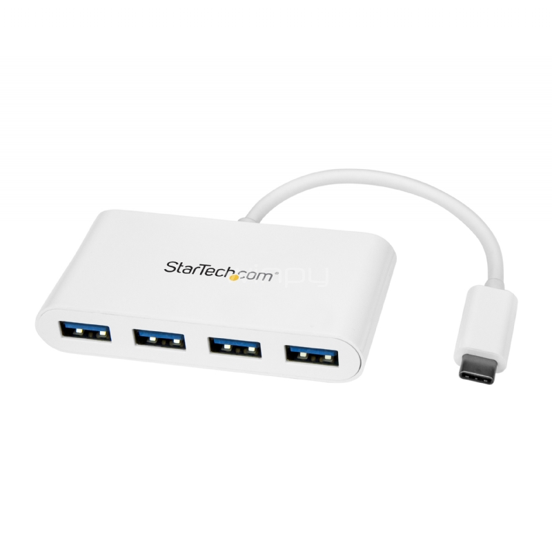 Hub Concentrador USB 3.0 de 4 Puertos - Hub USB-C a 4x USB A - Alimentado por Bus - Blanco ...