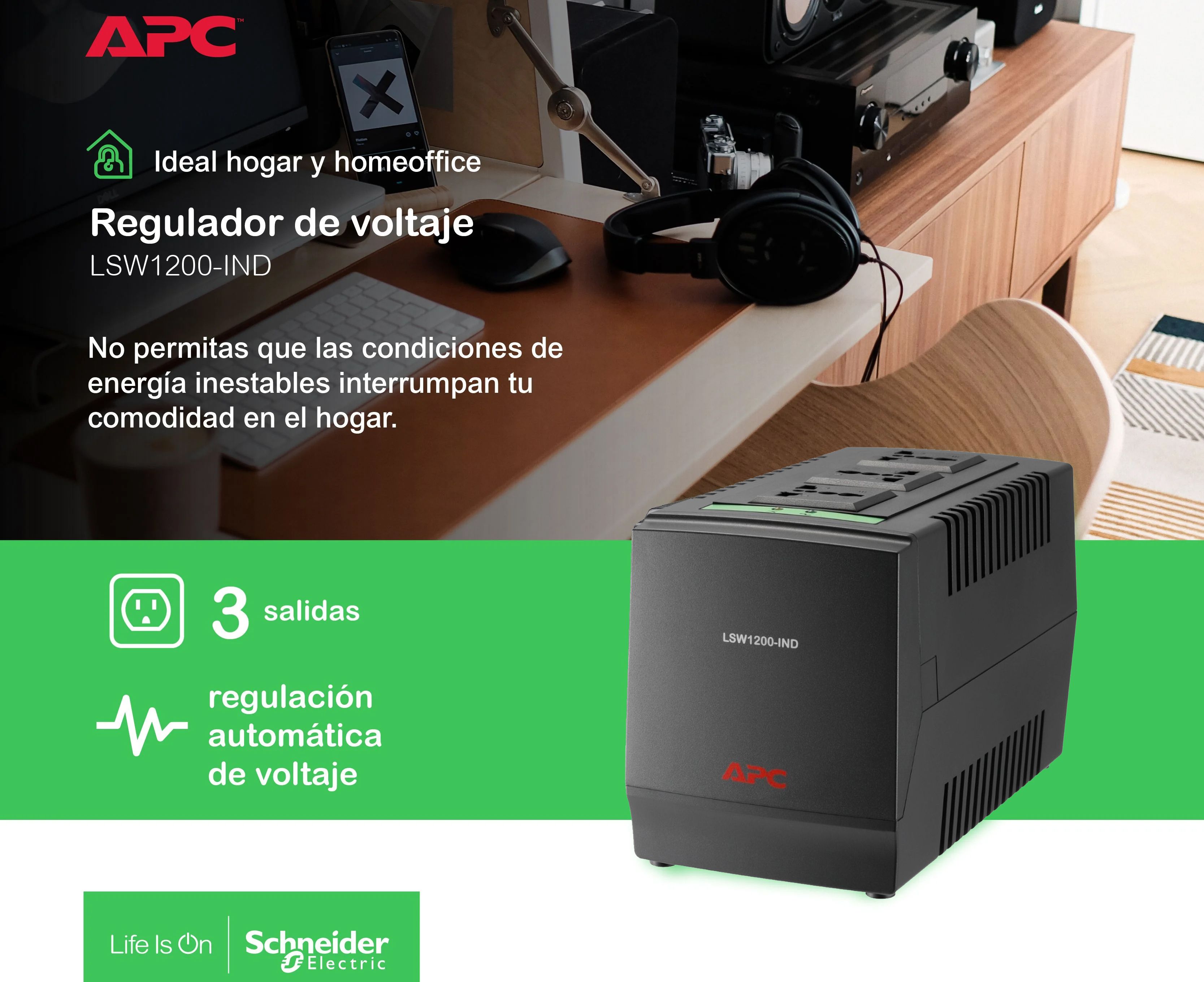 Regulador de Voltaje Automático APC Line-R 1200VA