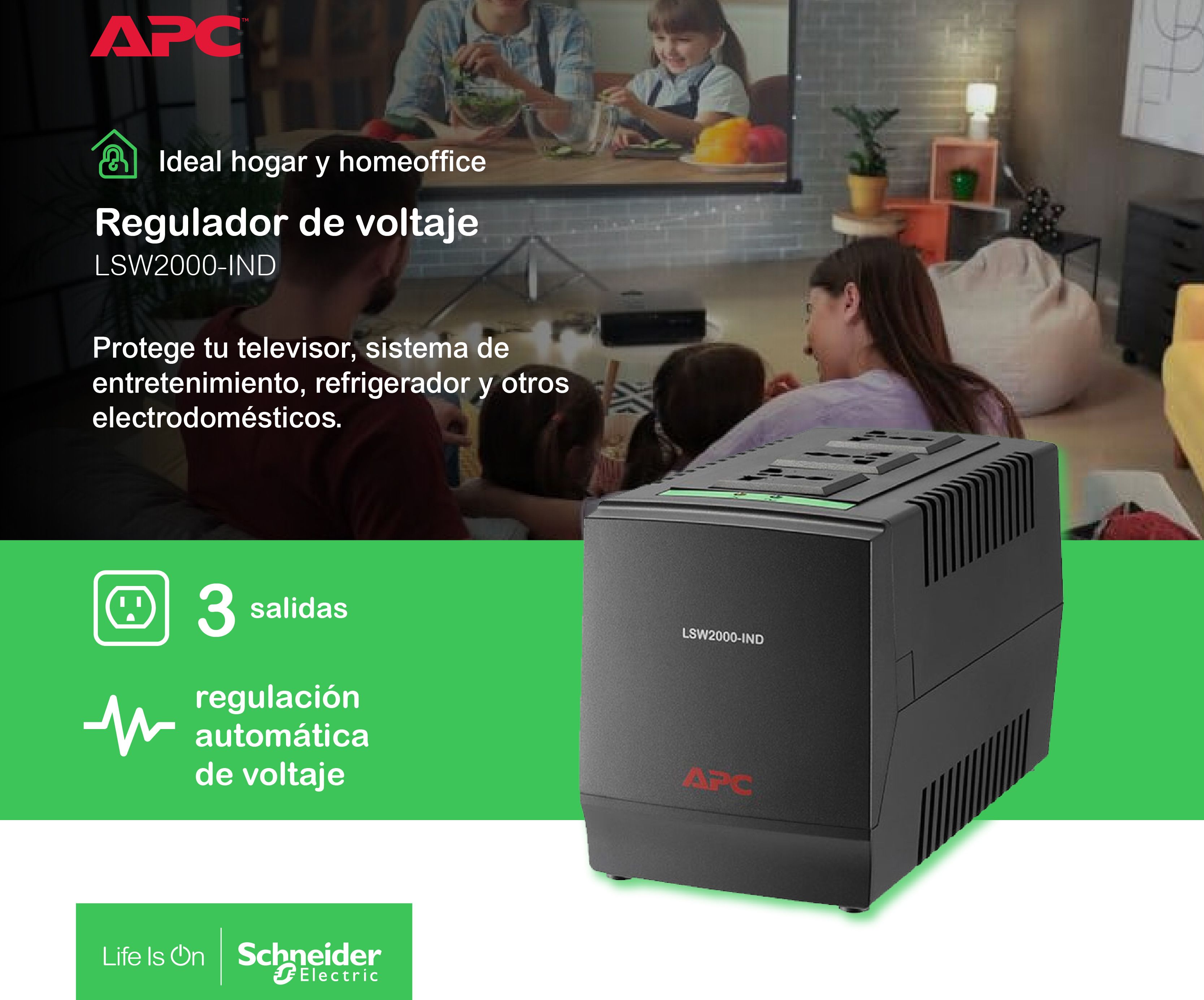 Regulador Automático APC de Tensión Line-R - LSW2000-IND - Winpy.cl
