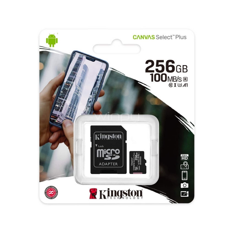 Tarjeta de memoria microSD Kingston Canvas Select Plus de 256GB - SDCS2/256GB - Winpy.cl