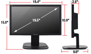 monitor ViewSonic VG2039M de 20 pulgadas (LED, 1600x900pixeles, DP+VGA ...